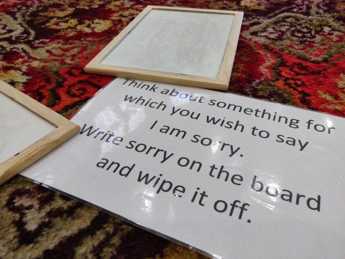 Saying Sorry – Whiteboards – Spiritual Development in Schools